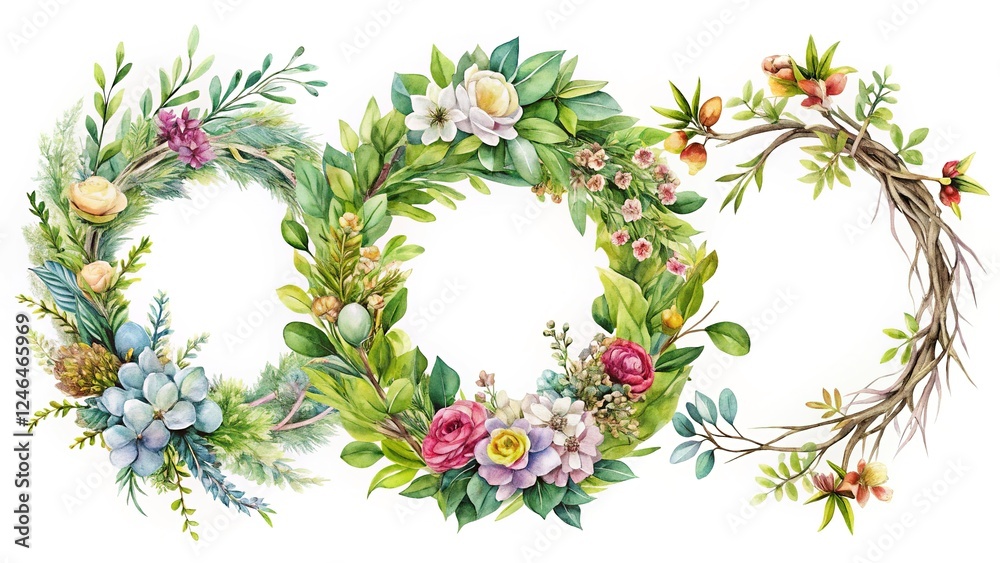 Rule of thirds: Create a dynamic watercolor wreath design using ...