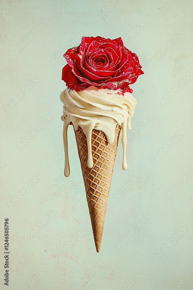 melting rose in an ice cream cone ar 2:3 Ice cream cone topped with a ...