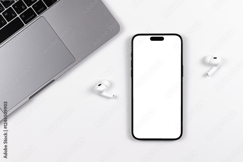 mockup mobile smartphone iPhone with transparent png empty blank screen ...
