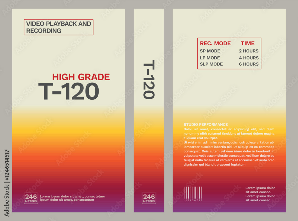 retro vintage vhs video cassette cover template with 90s 80s colors ...