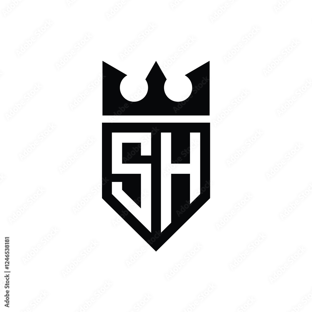 SH monogram logo design letter text name symbol monochrome logotype ...