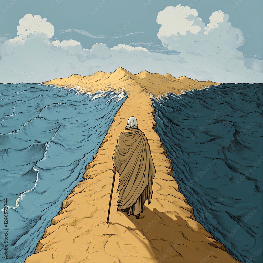 Ilustración de Stock Cartoon illustration of Prophet Moses in the ...