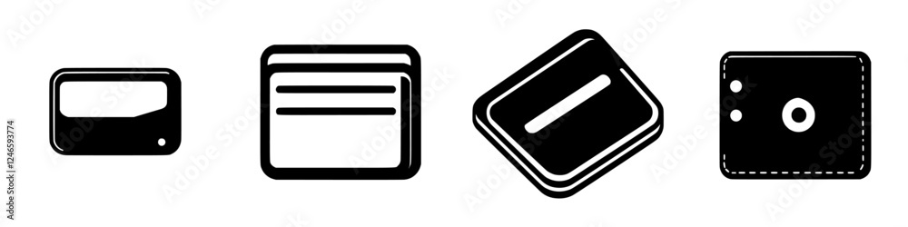 Collection of minimalistic black icons representing various types of ...