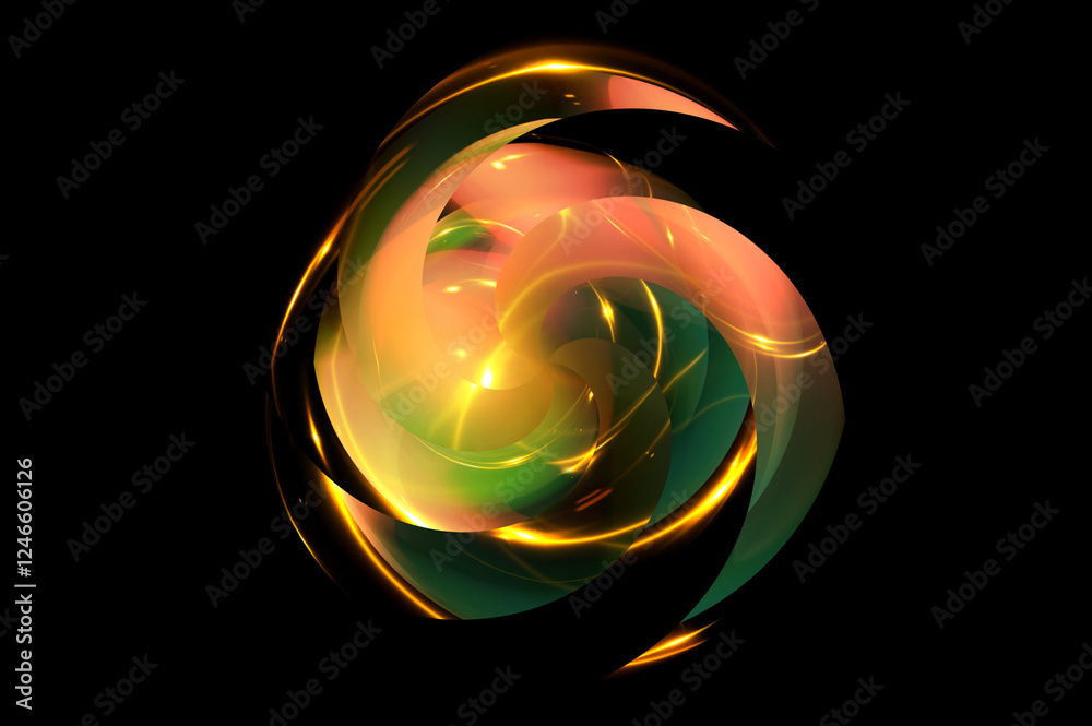 Glow swirl light effect. Circular lens flare. Abstract rotational lines ...