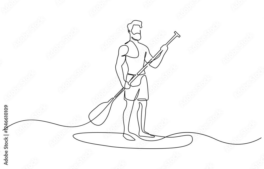 One continuous single drawing line art flat doodle stretch out man ...