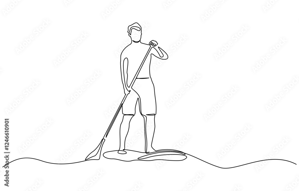 One continuous single drawing line art flat doodle stretch out man ...