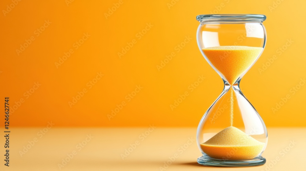 Elegant Hourglass on Bright Yellow Background for Time Concept Stock ...