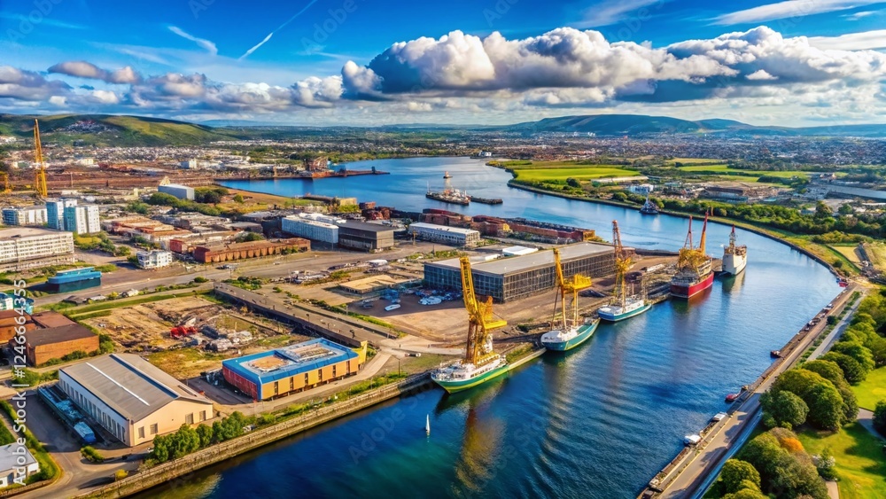 Belfast Titanic Quarter Shipyard Aerial View: Historic Dry Dock ...