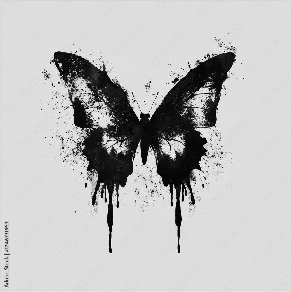 Surreal and artistic butterfly tattoo design featuring melting wings ...