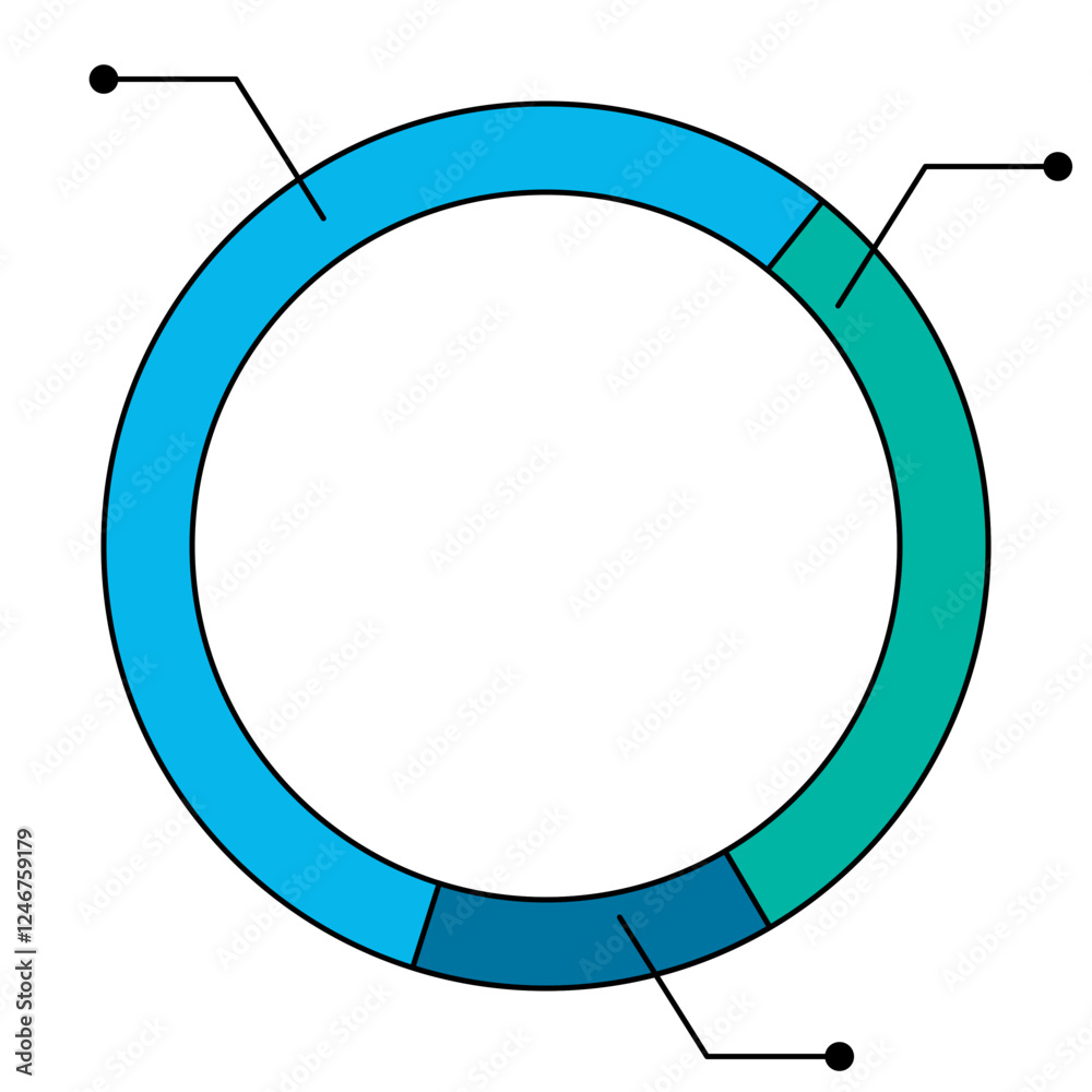 Circular ring chart with segmented data. Use in business statistics, data visualization, and ...
