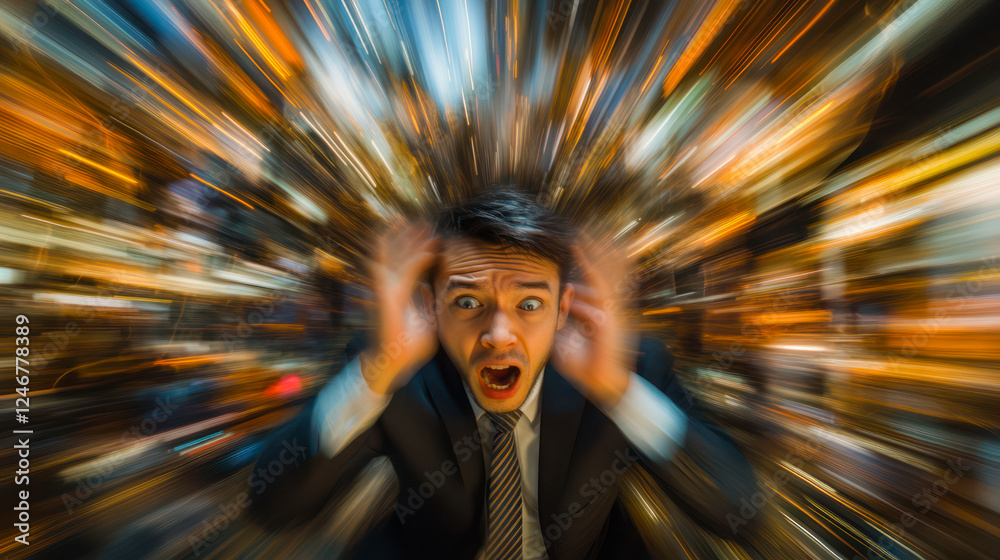 Man clutching his head in fear - panic disorder, stress, mental ...