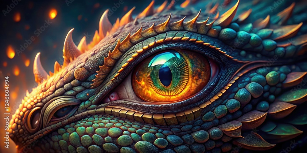 Ancient dragon's mesmerizing eye: a digital fantasy art close-up ...
