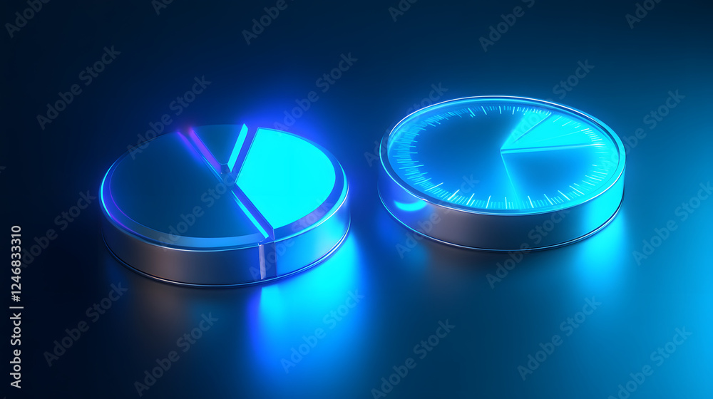 Cute isometric 3D image of 3D pie chart and bar chart in realistic ...