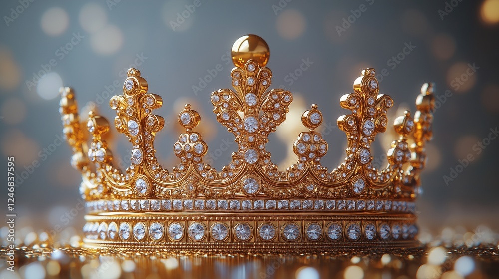 Realistic golden king or queen crown of gold, vector isolated 3D ...