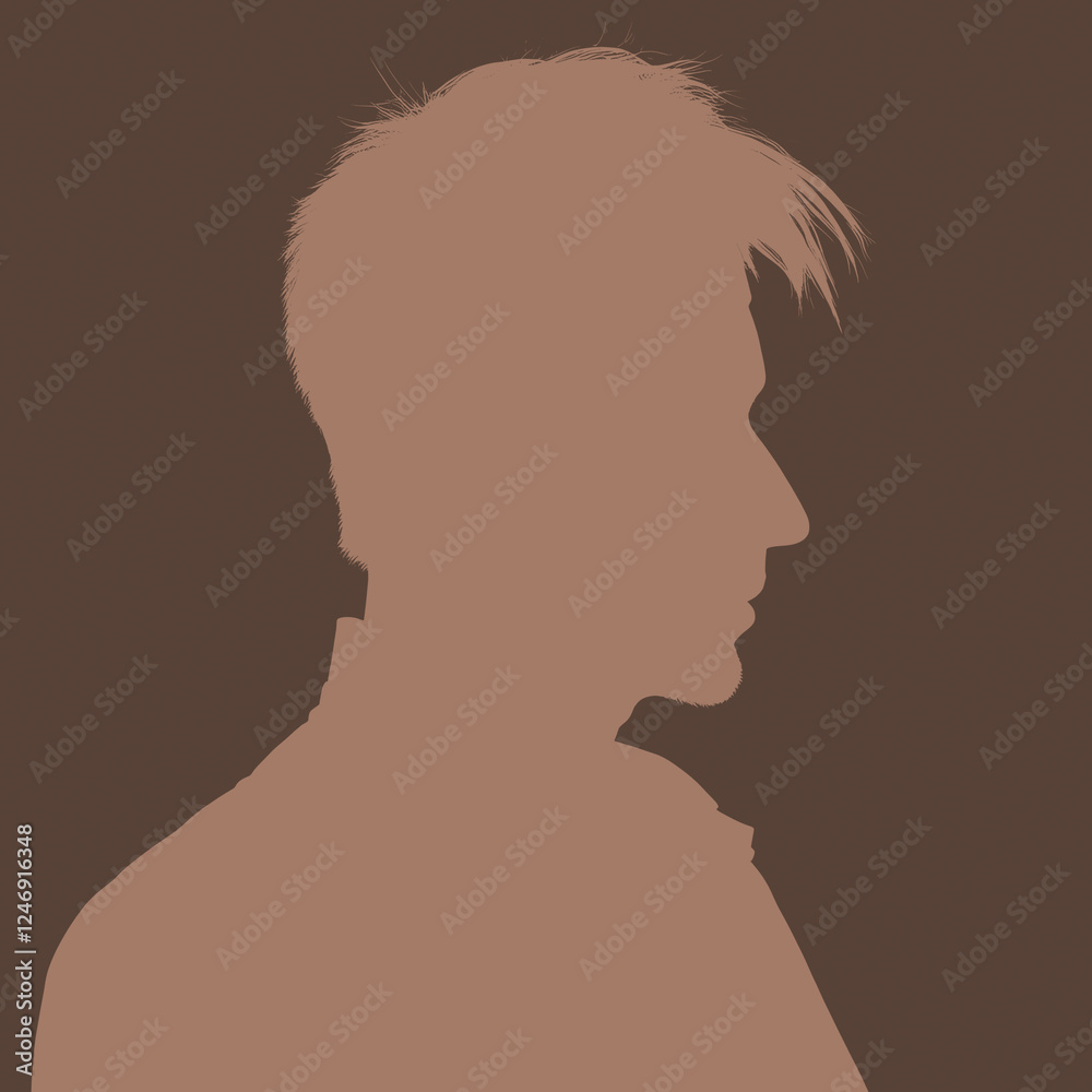 Silhouette of an adult man. Male avatar for social networks. Portrait ...