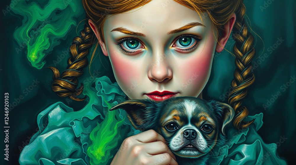 Dorothy with Her Dog in the Throne Room of the Emerald City, Facing the ...