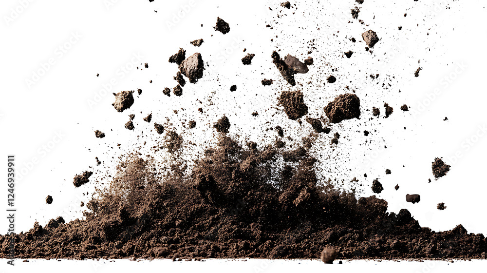 Isolated soil dirt falling on transparent background. high resolution ...