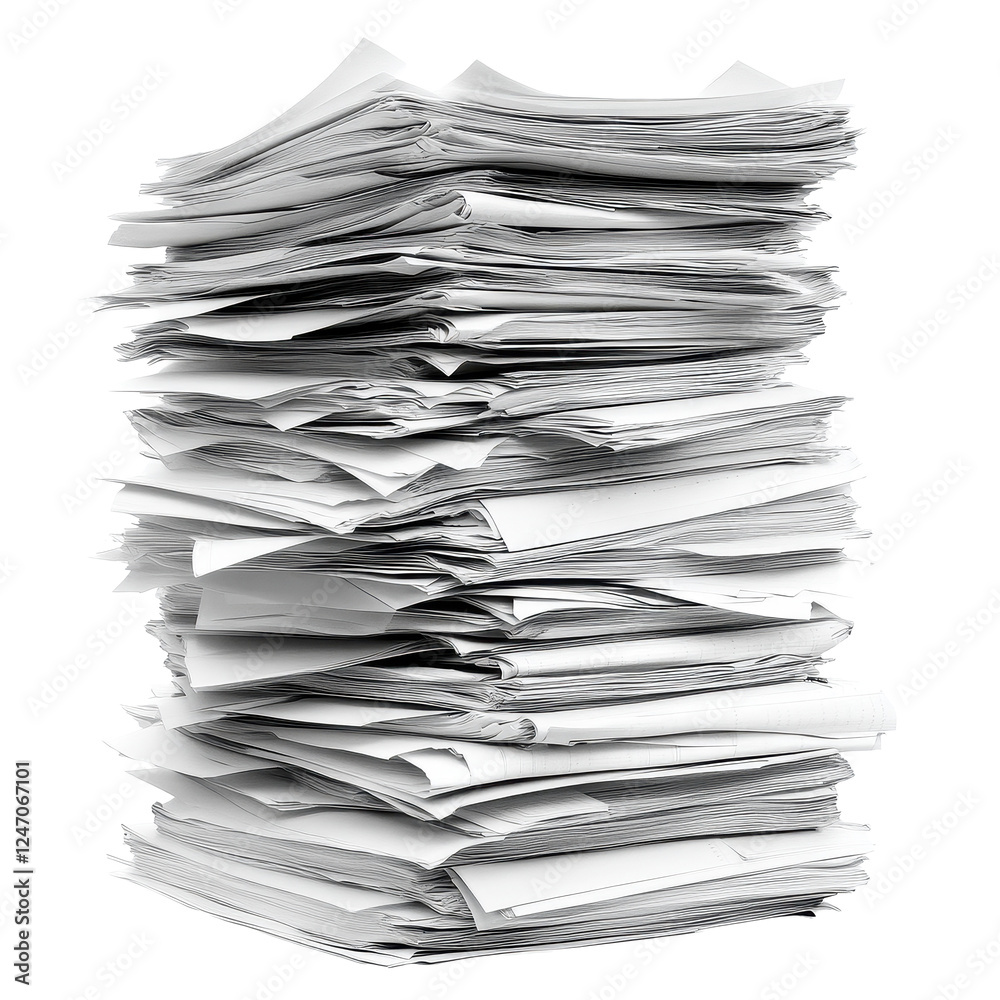 Organized stack of paperwork highlighting the accumulation of office ...