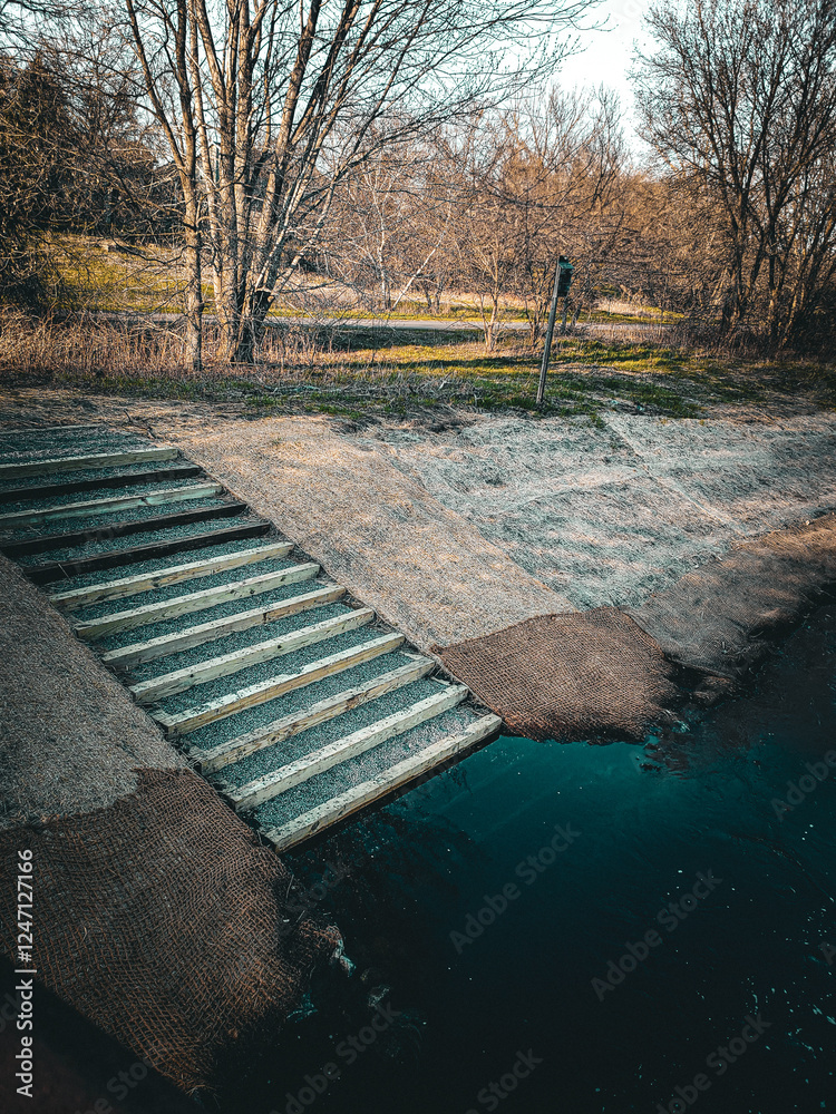 example of erosion control and bank grading with gravel tiers steps on ...