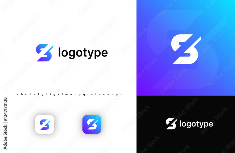Sporty futuristic angular logo. Sharp geometric dynamic edges letter s ...