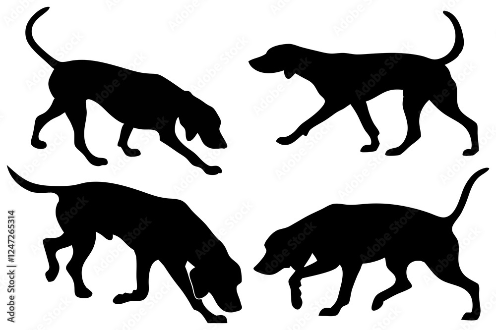 Dog Scent Tracking SVG Clipart Set – Bloodhound, GSP, and Dachshund ...