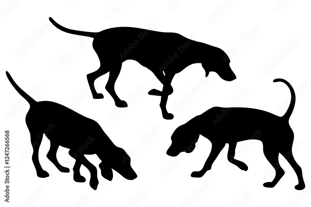 Dog Scent Tracking SVG Clipart Set – Bloodhound, GSP, and Dachshund ...