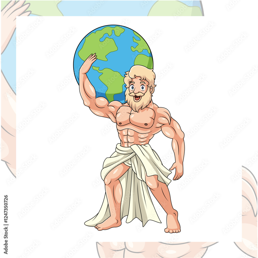 Cartoon atlas greek mythology isolated on white background Stock Vector ...