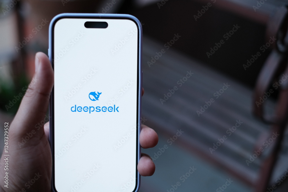 New Delhi, India Feburary 6 2025: Deepseek Ai app on smartphone, free ...
