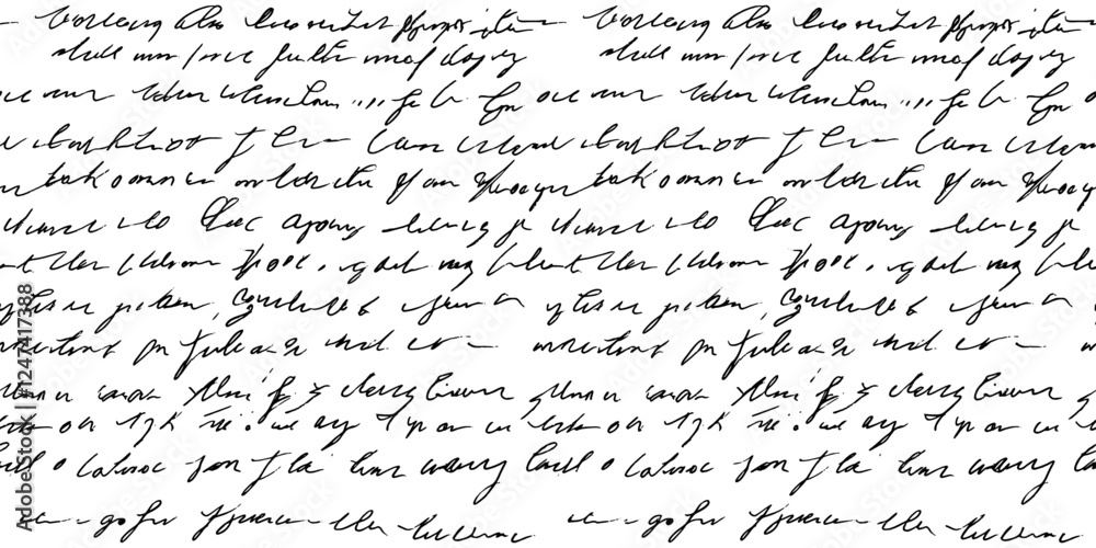 Abstract illegible handwritten text, seamless pattern. Vintage grunge ...