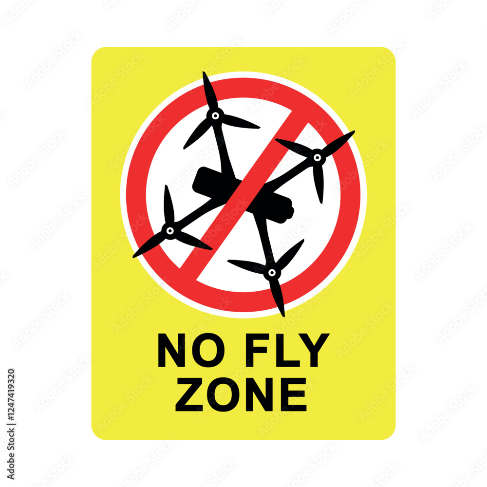 No Drone Zone Warning Sign, Vector Image for Ensuring Safety, Privacy ...