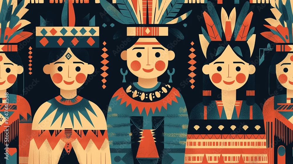 Vibrant depiction of Indigenous People Day, featuring cultural symbols ...