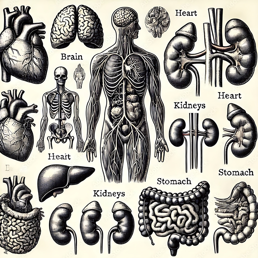 Internals Viscera Icons Set. Thin Line Illustrations of Human Internal ...