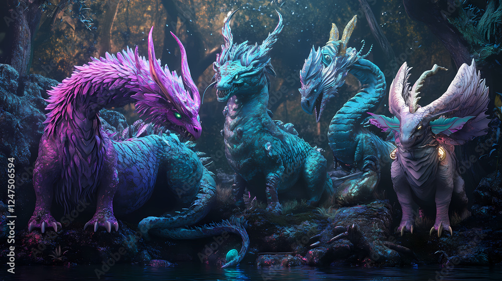 3d enigmatic creature clan exploring unique mythical beasts in isolated environments. Mythical ...