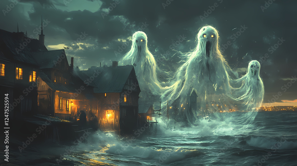 Ghostly sea creatures haunt coastal village on all hallows eve with ...