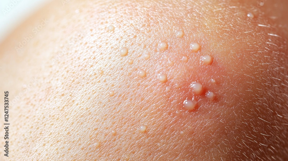 Stock-Illustration „High-detail photograph of inflamed skin rash caused ...