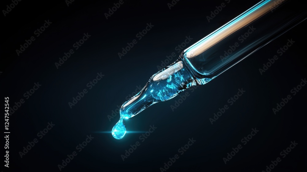 Dropper releasing liquid concept. Close-Up of a Transparent Dropper ...