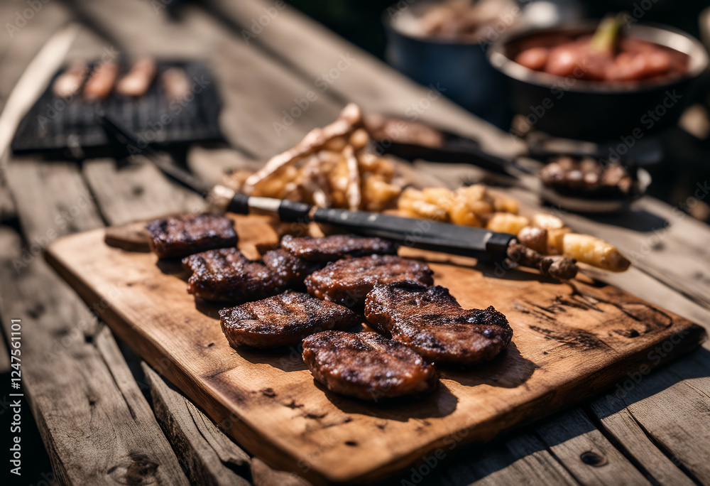 bbq plaque board wooden nailed bar-b-q background wood grill signs food ...