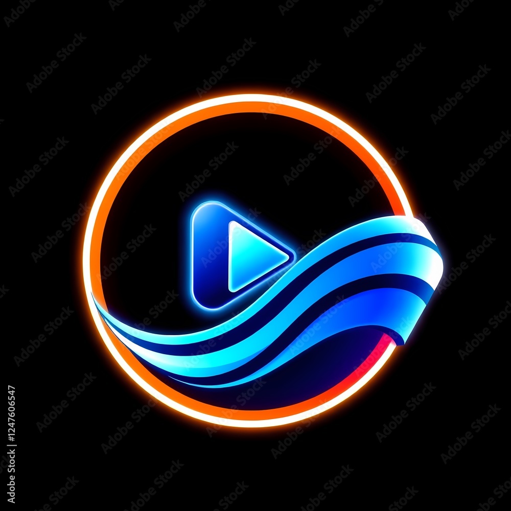 Streaming Waves: Abstract logo design featuring a play button ...