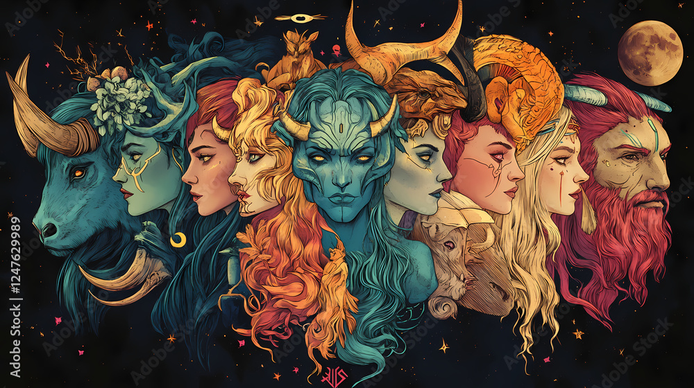 Detailed illustrations of zodiac signs each character brought to life ...