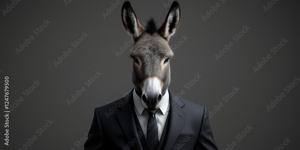 Businessman With Animal Head Wearing Formal Attire Against Dark ...