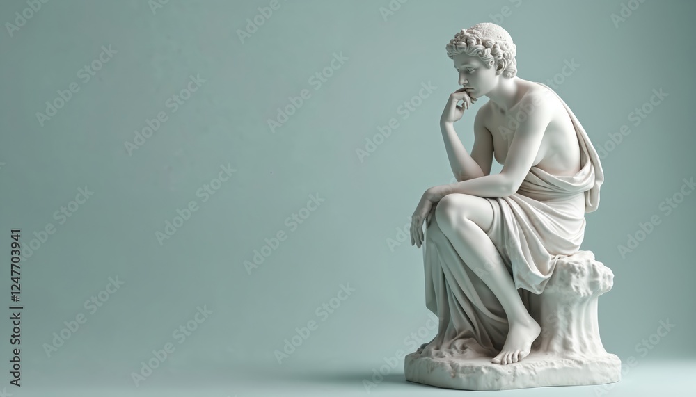 Elegant marble statue of Aphrodite in thoughtful pose. Ancient Greek ...