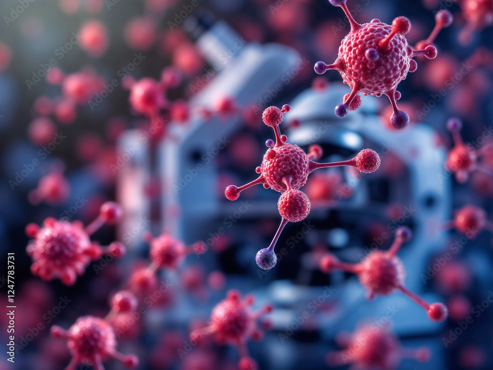 Viruses visualized under microscope showing viral structure in a lab ...