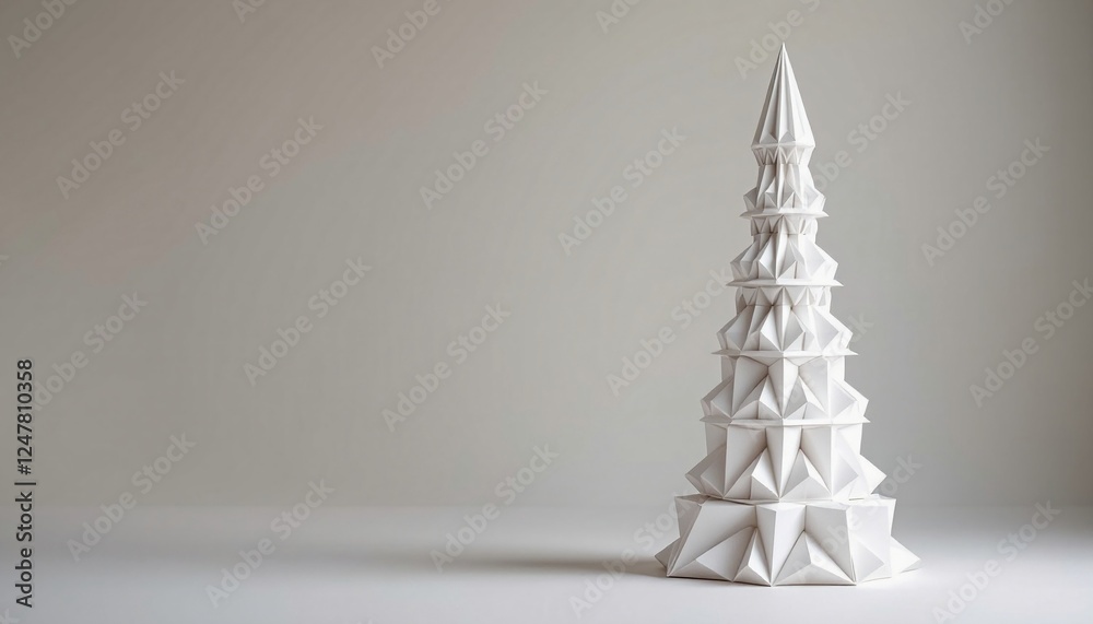 Graceful Origami Tower with Tiered Levels and Neutral Setting Stock ...