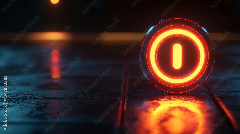 66.A stylized power symbol with a glowing outer ring and a bold off ...