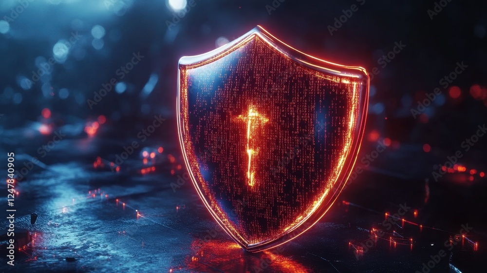 Cybersecurity Firewall Visualized A Binary Code Barrier Blocking ...