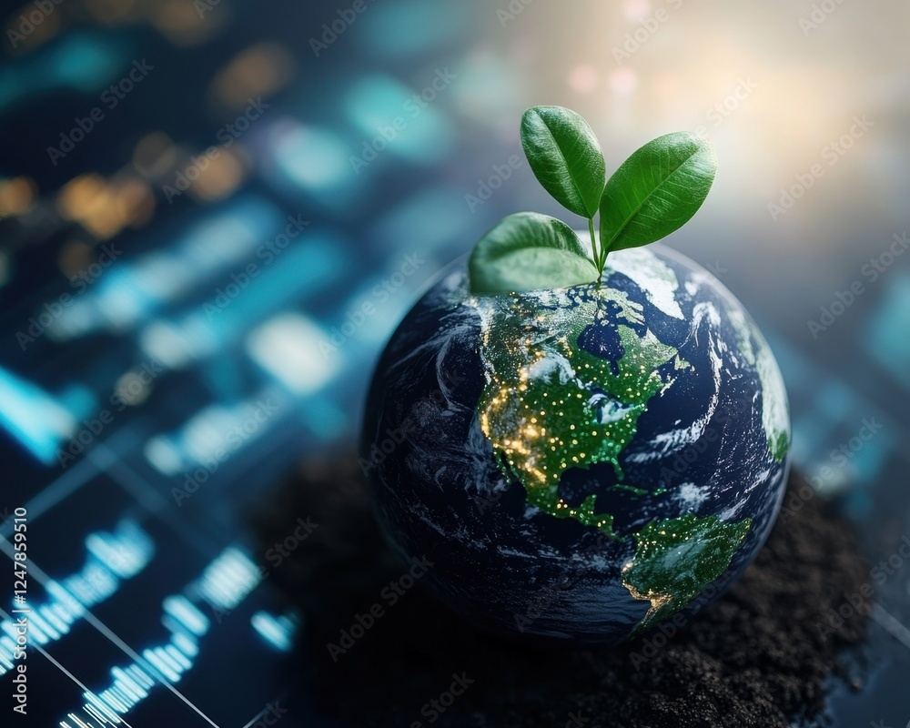 Sustainable Development A Plant Growing from Earth, Symbolic of ...