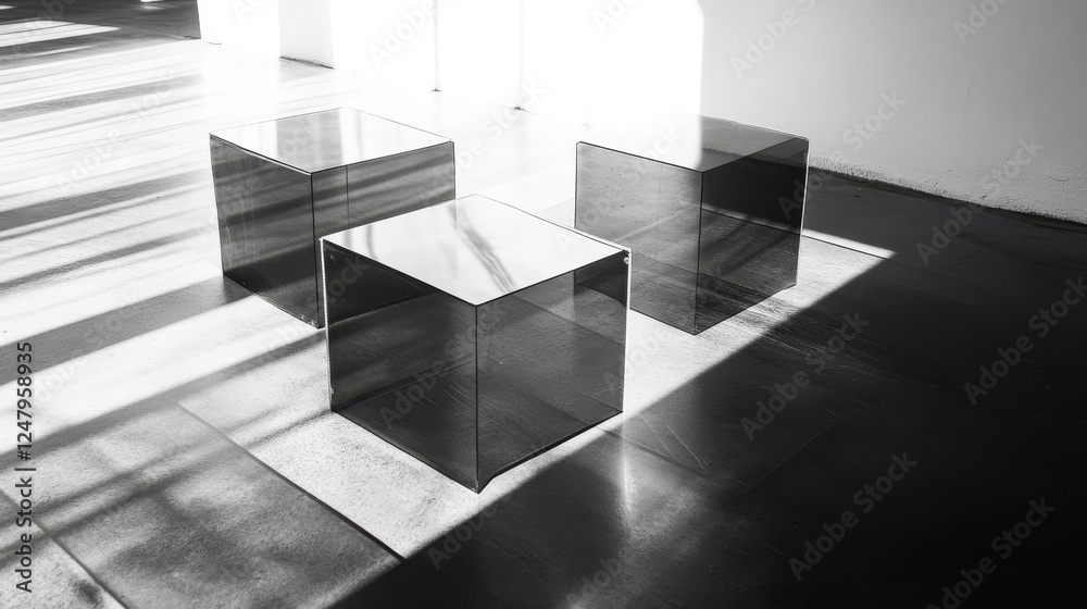 Square shadows overlay effect and open box mock up with lid top view ...