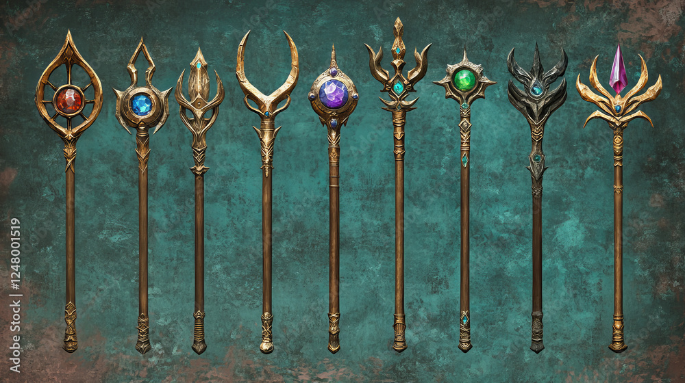 Poseidon or Neptune magic trident for game ui design. Cartoon vector ...