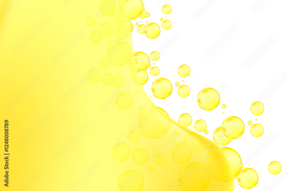 Abstract liquid yellow melting texture isolated, transparent background ...