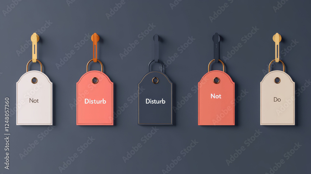 Door hangers mockup set. Blank paper or plastic empty labels of various ...